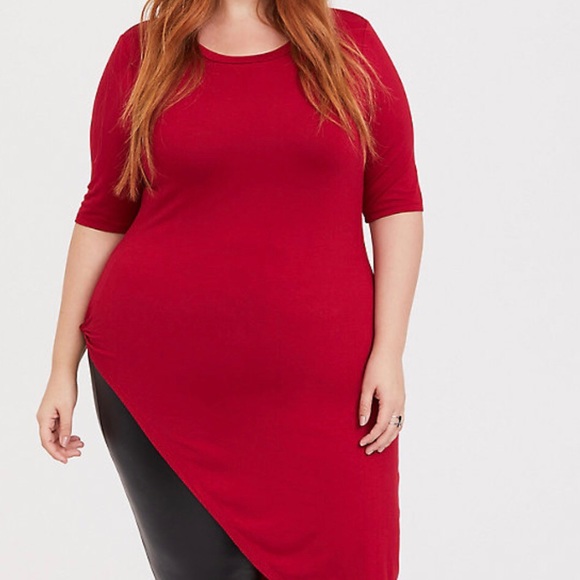 torrid | Tops | Torrid Soft Red Asymmetric Side Knot Tunic | Poshmark